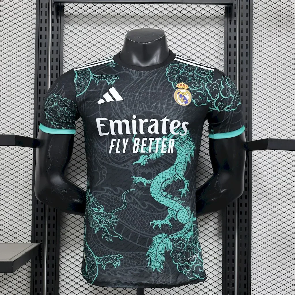 Real Madrid 2025/26 Black Green Dragon Edition Jersey Player Version ...